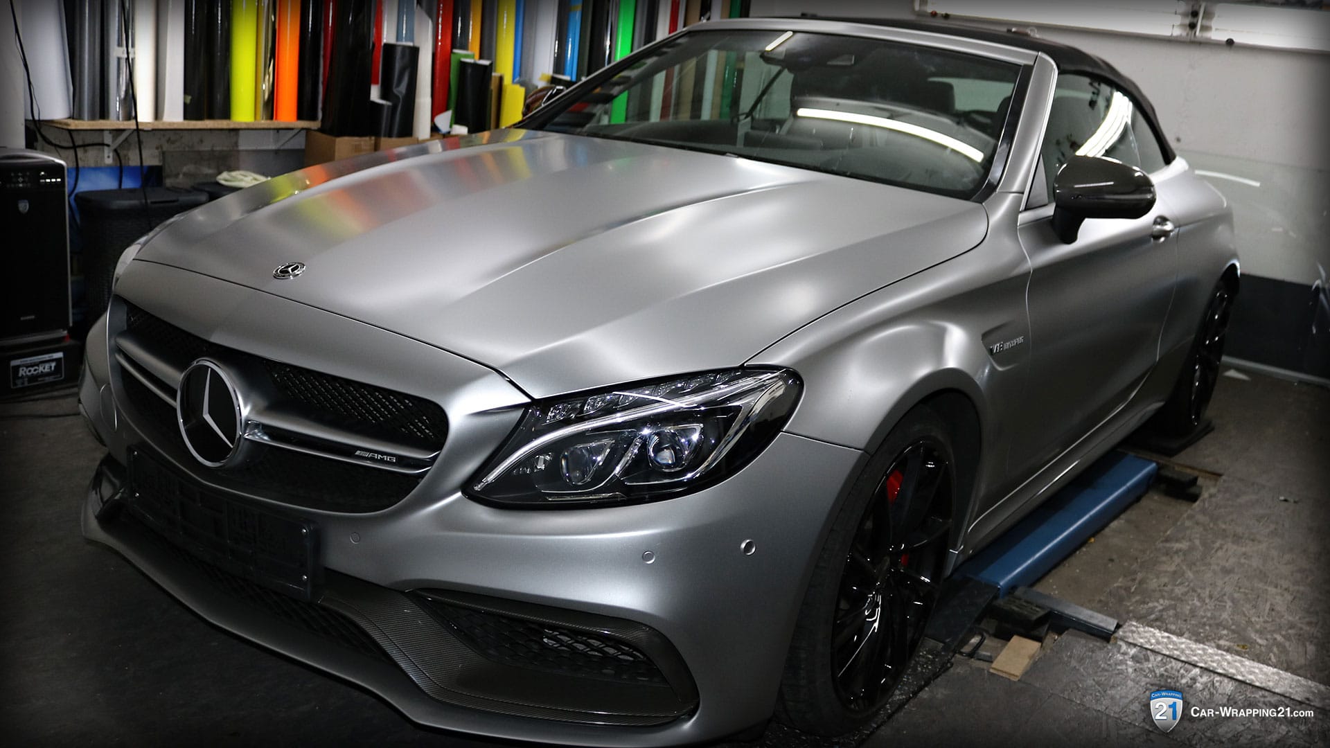 Mercedes Benz C63 Amg Vollfolierung in Satin Light Grey